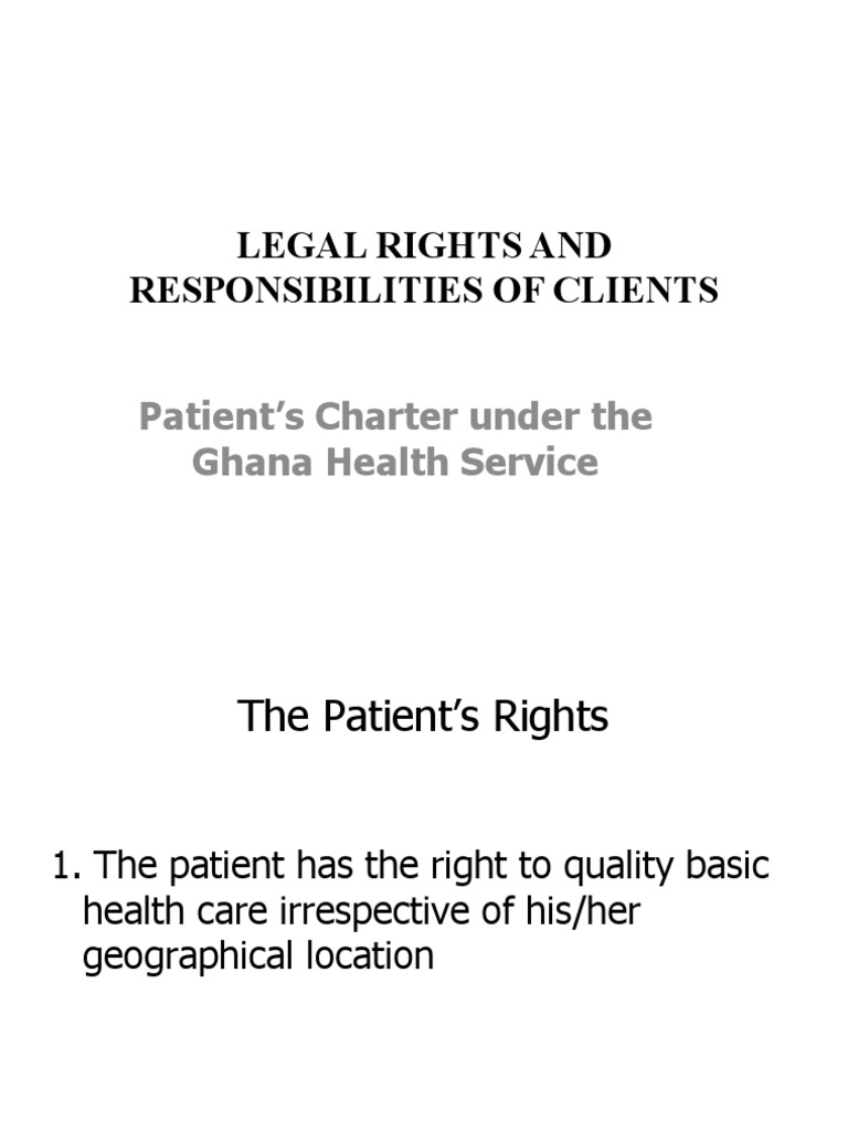 Legal Rights and Responsibilities of Clients: Patient's Charter Under ...