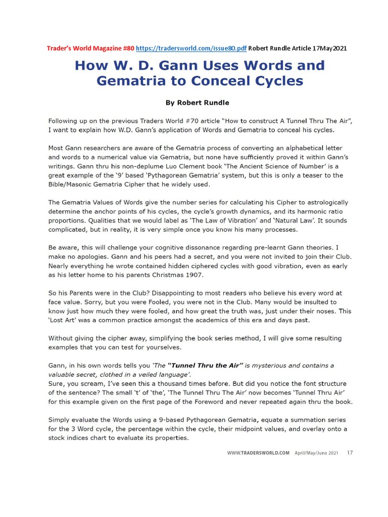 Trader World Mag No.80, ROBERT RUNDLE Article 17 May 2021 | PDF