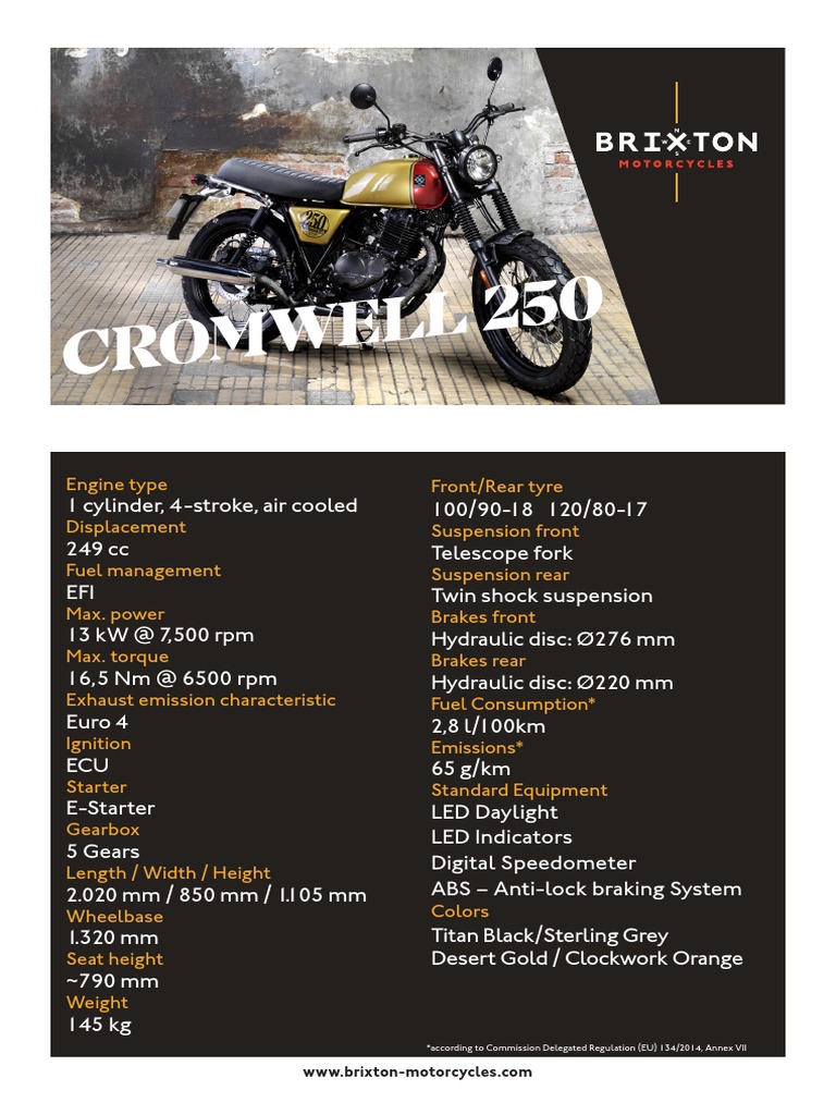 Brixton SpecSheet 2019 Cromwell250 | PDF