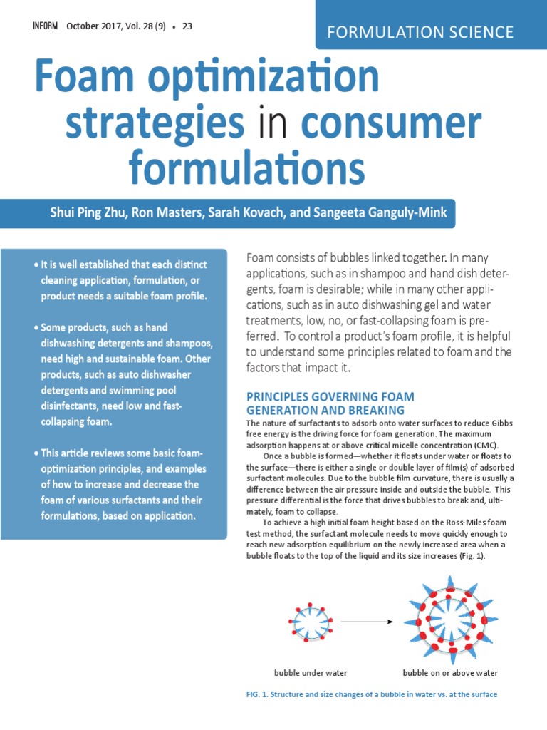 Foam Optimization Strategies Consumer Formulations: Formulation Science ...
