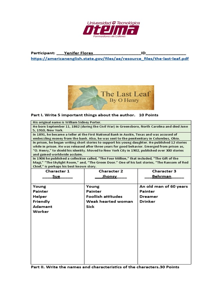 The Last Leaf | PDF | O. Henry