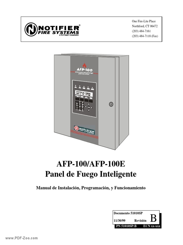 Notifier AFP 100 Fire Alarm Control Panel | PDF | Ingenieria Eléctrica ...