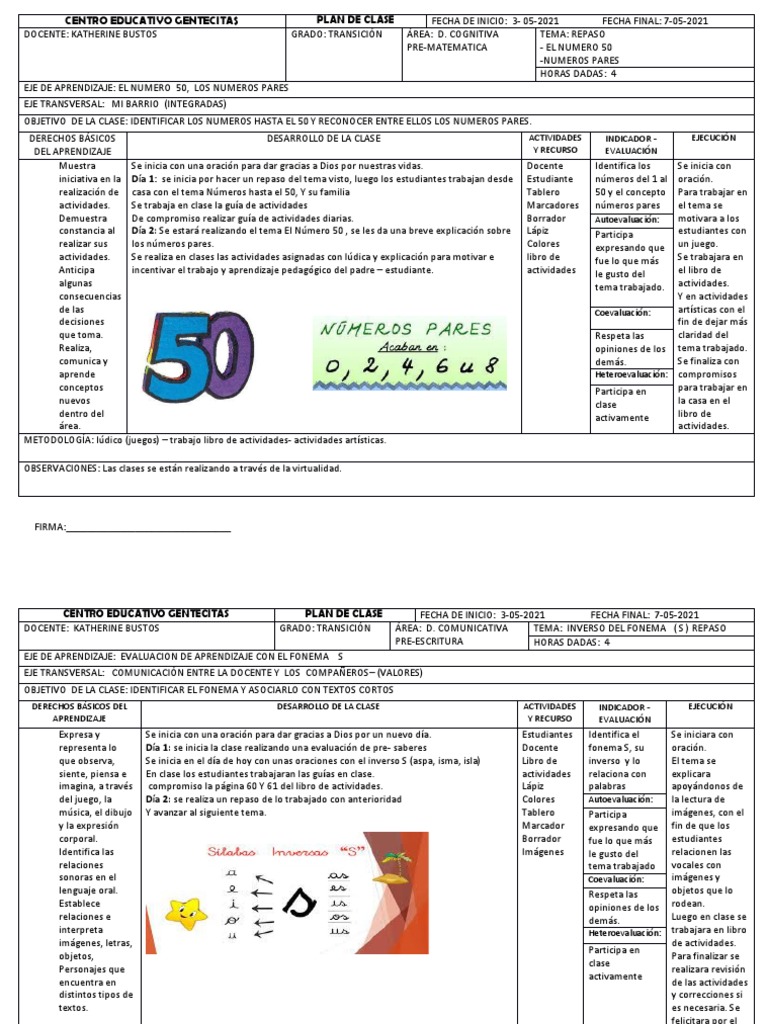 Plan de Clases Transición Grado Transición 2021 Del 3 Al 7 de Mayo ...