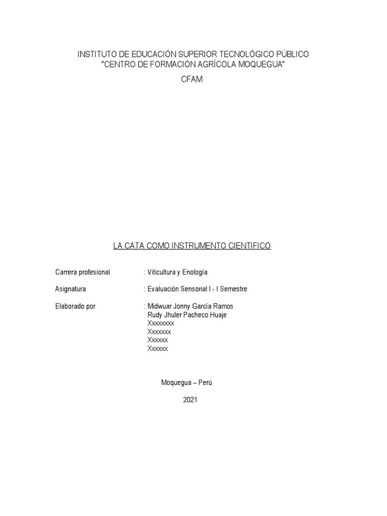 Cata Como Instrumento Cientifico | PDF | Cata de vinos | Sabor