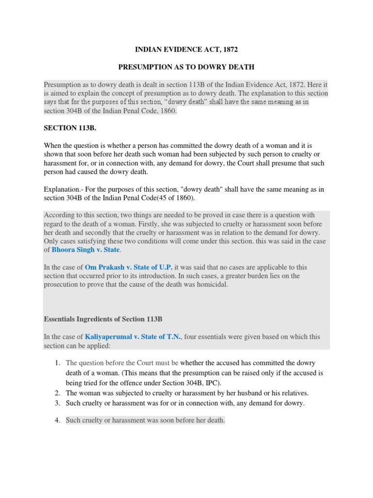 Dowry Death Presumption Under IPC 304B | PDF | Justice | Crime & Violence