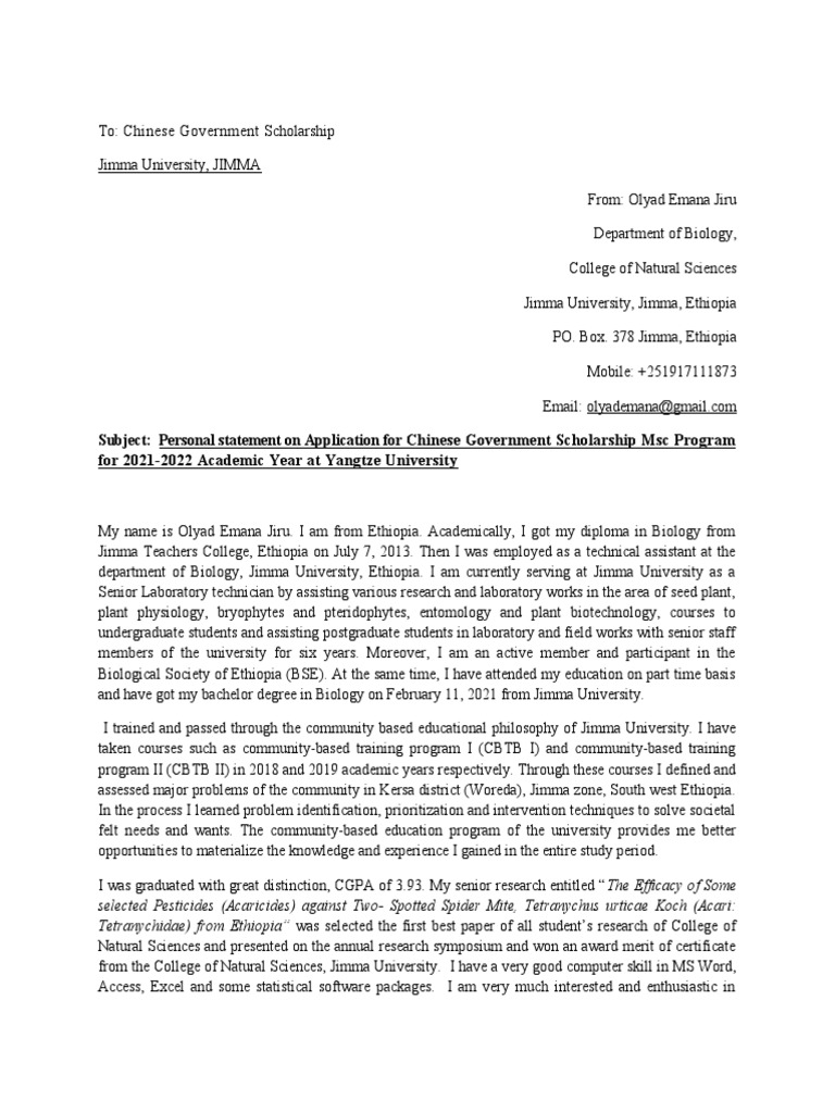 Motivation Letter! - EA | PDF | Agriculture | Sustainability