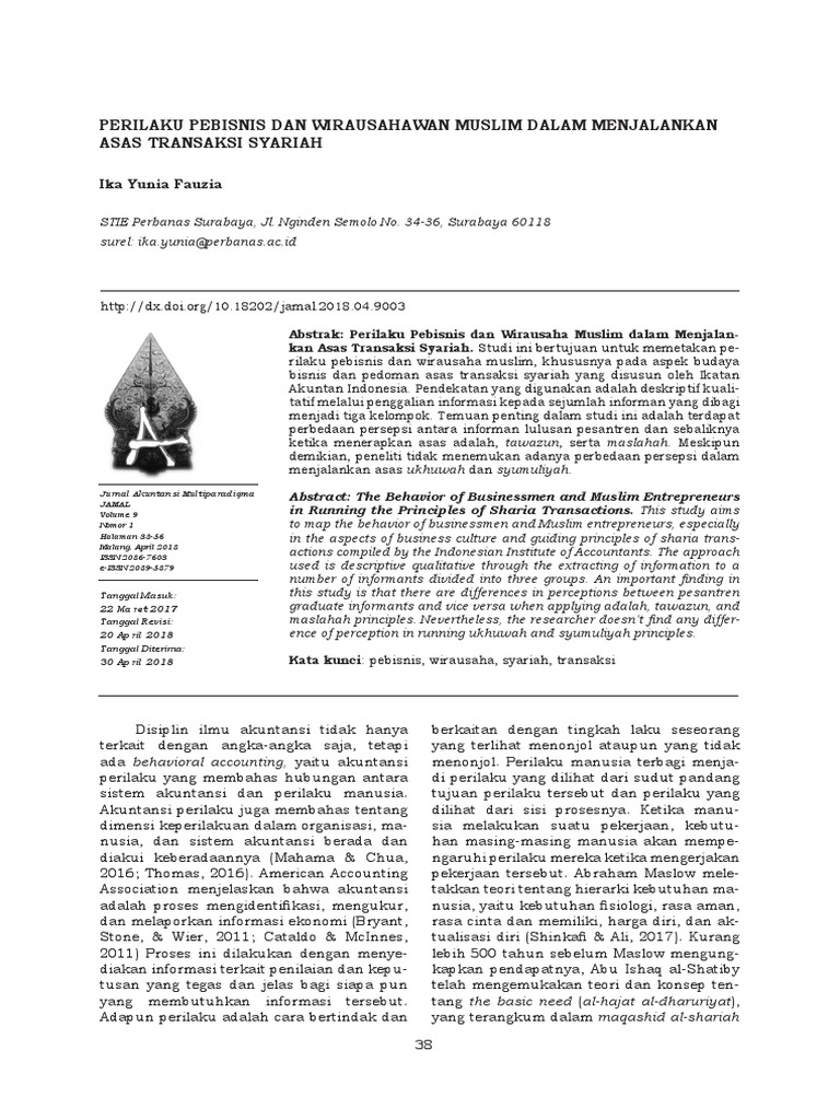 Perilaku Pebisnis Muslim dan Syariah | PDF