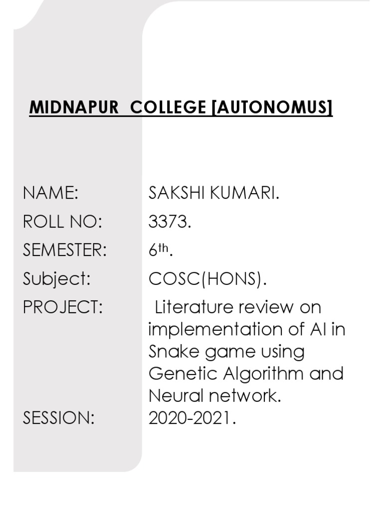 Sakshi Kumari (Project Work) | PDF | Genetic Algorithm | Artificial Intelligence