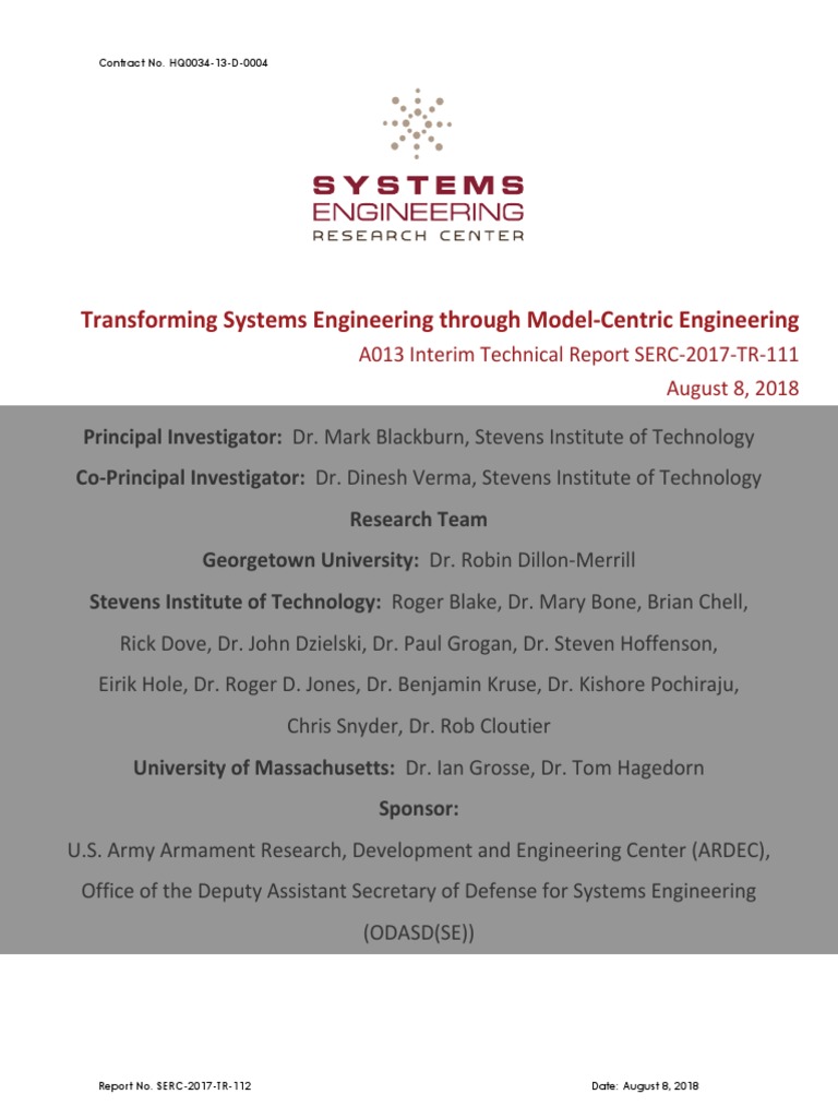 Transforming Systems Engineering Through Model-Centric Engineering | PDF | Simulation ...