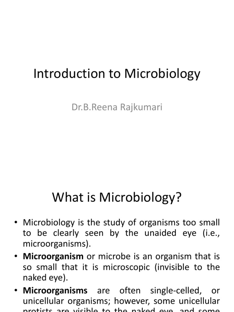 Introduction To Microbiology: Dr.B.Reena Rajkumari | PDF ...