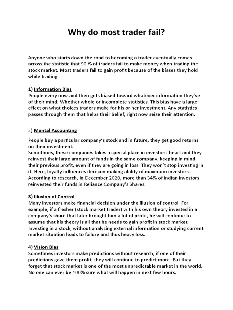 Why Do Most Trader Fail?: 1) Information Bias | PDF | Investor | Stocks
