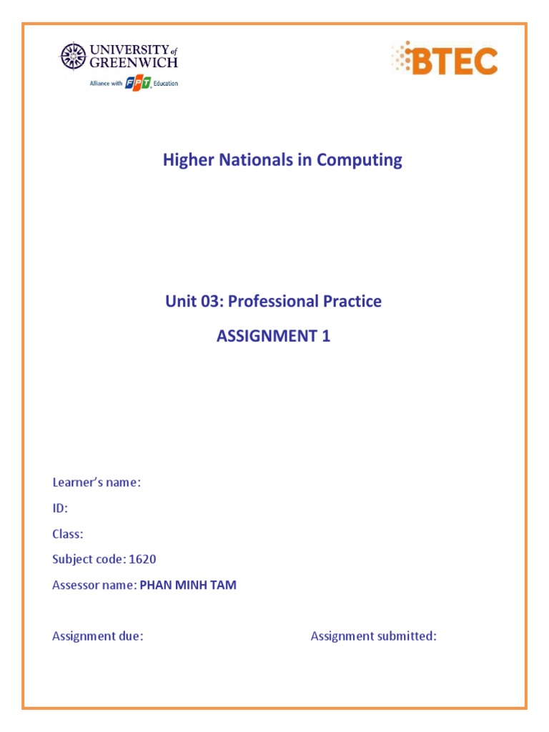 Higher Nationals in Computing: Unit 03: Professional Practice ...