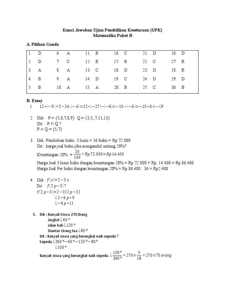 Kunci Jawaban Soal Upk | PDF