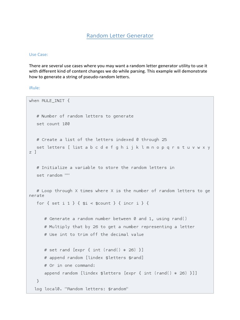 Random Letter Generator: Use Case | PDF