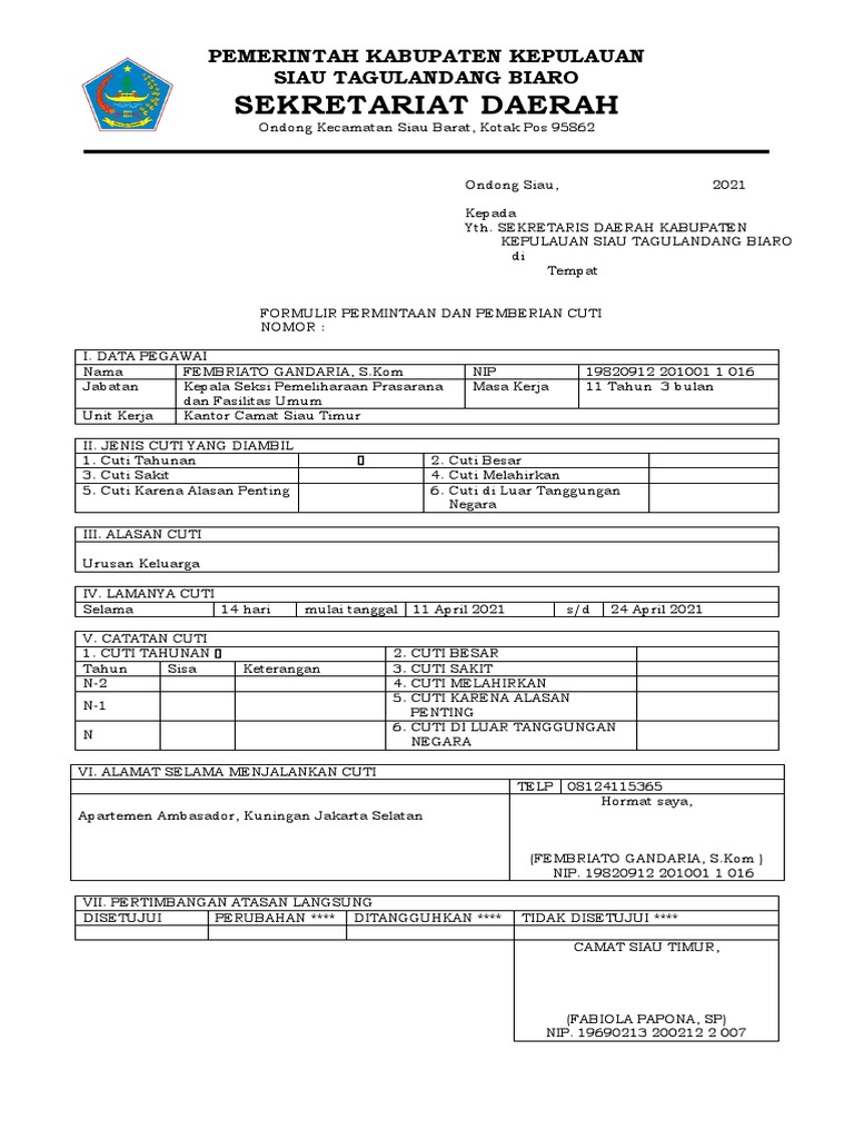 Formulir Cuti Tahunan | PDF