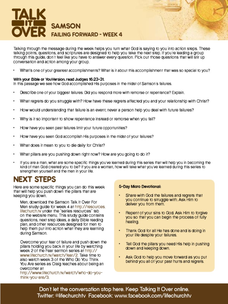 Samson 4 - Group Questions | PDF | Repentance | Samson