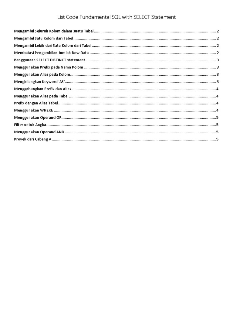 Fundamental SQL With SELECT Statement | PDF