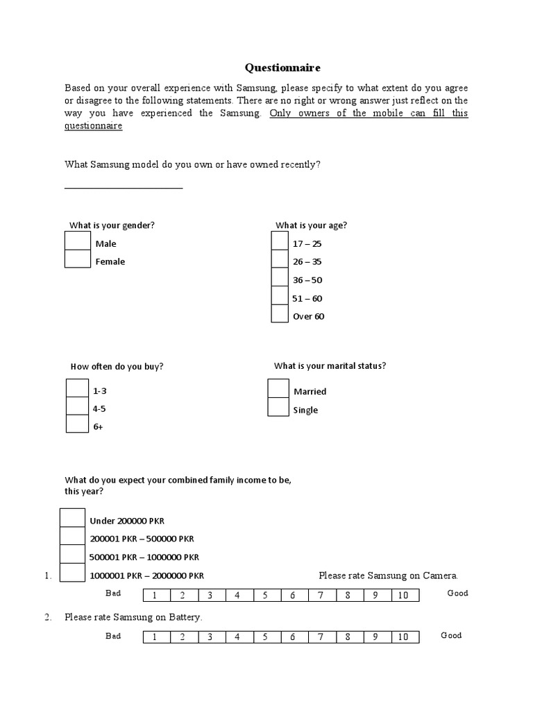 Final Questionnaire - Samsung | PDF | Brand | Business