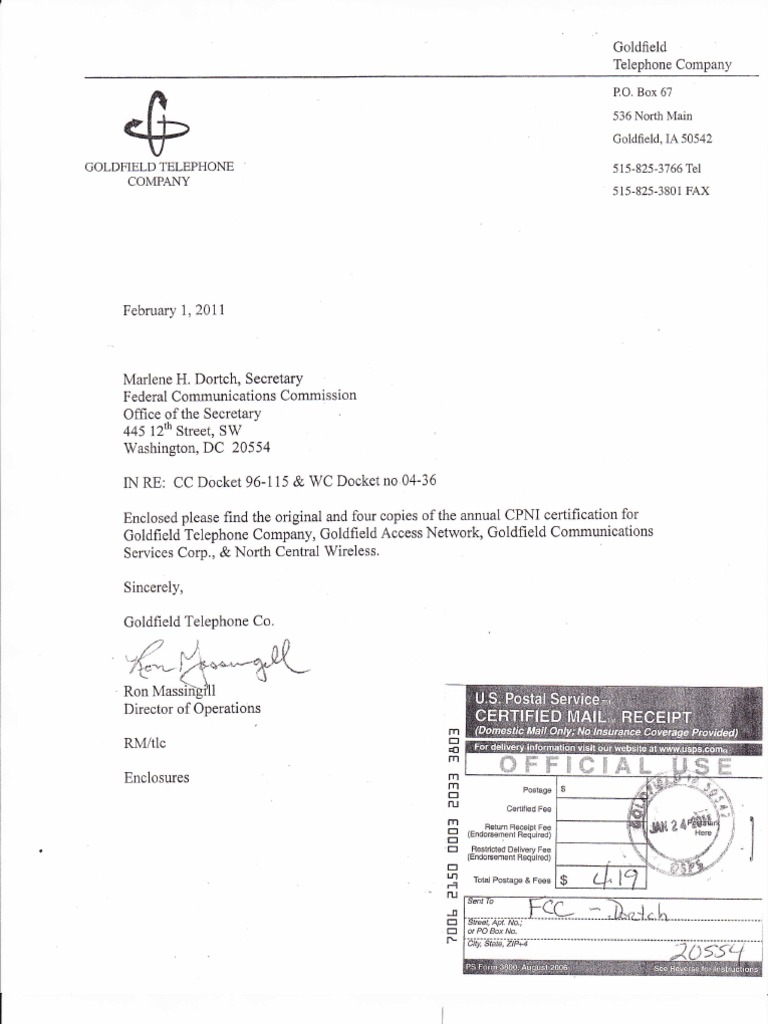 North Central Wireless CPNI 2011 | PDF | Complaint | Government