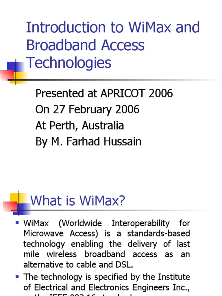 WiMax and Broadband Accesstech | PDF | Wi Max | Wi Fi