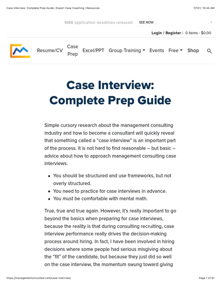 Case Interview: Complete Prep Guide - Expert Case Coaching - Resources ...