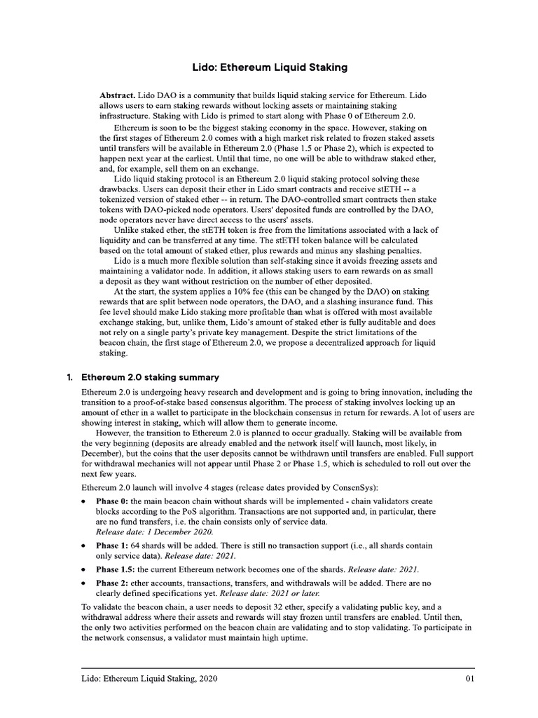 Lido - Ethereum Liquid Staking | PDF | Market Liquidity | Computing