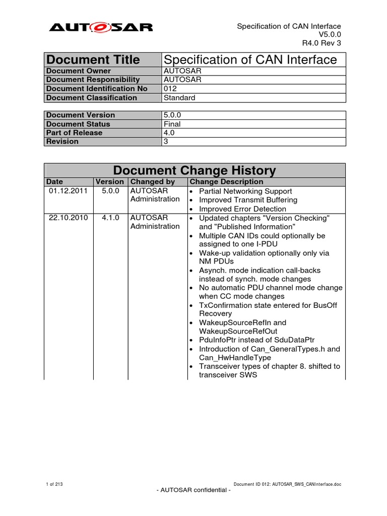 Autosar Sws Caninterface Pdf Device Driver Specification
