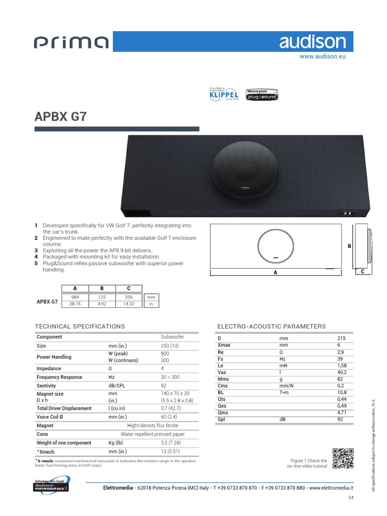 Apbx g7 Tech. Sheet Tech Sheet | PDF | Loudspeaker | Electrical Engineering