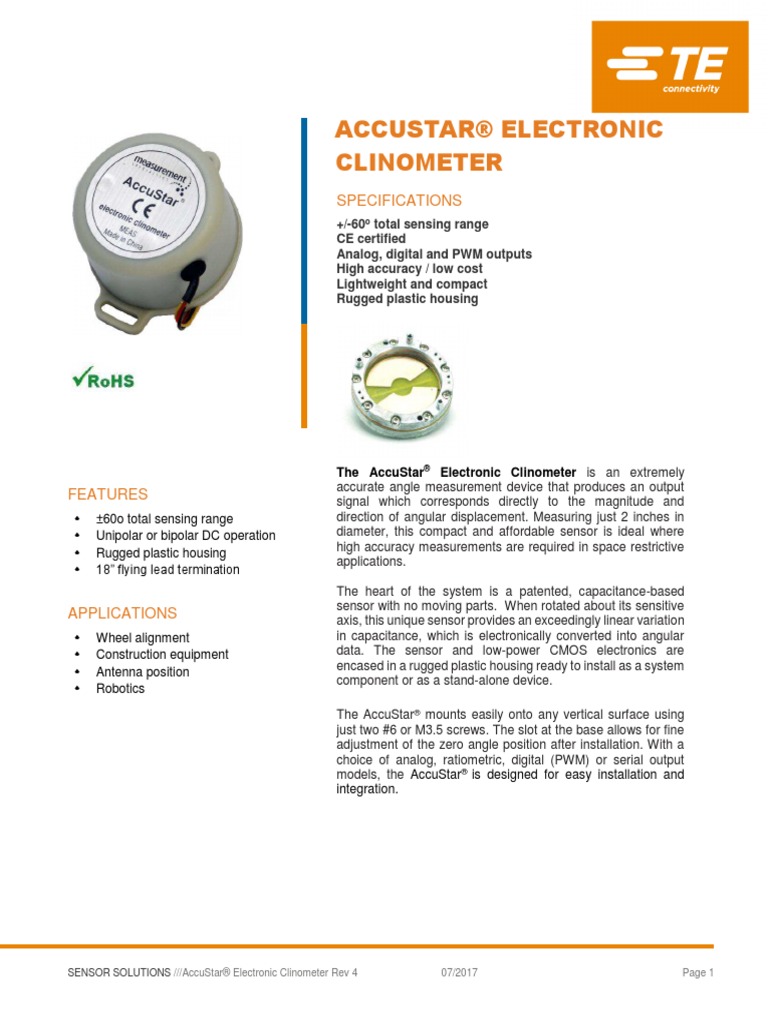 Accustar® Electronic Clinometer: Specifications | PDF | Sensor | Input ...