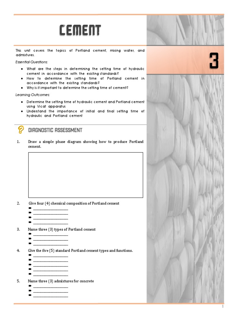 Cement: Essential Questions | PDF | Concrete | Fly Ash