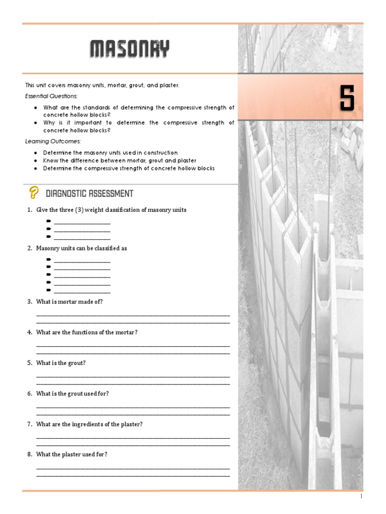 Masonry: Essential Questions | Download Free PDF | Masonry | Mortar ...