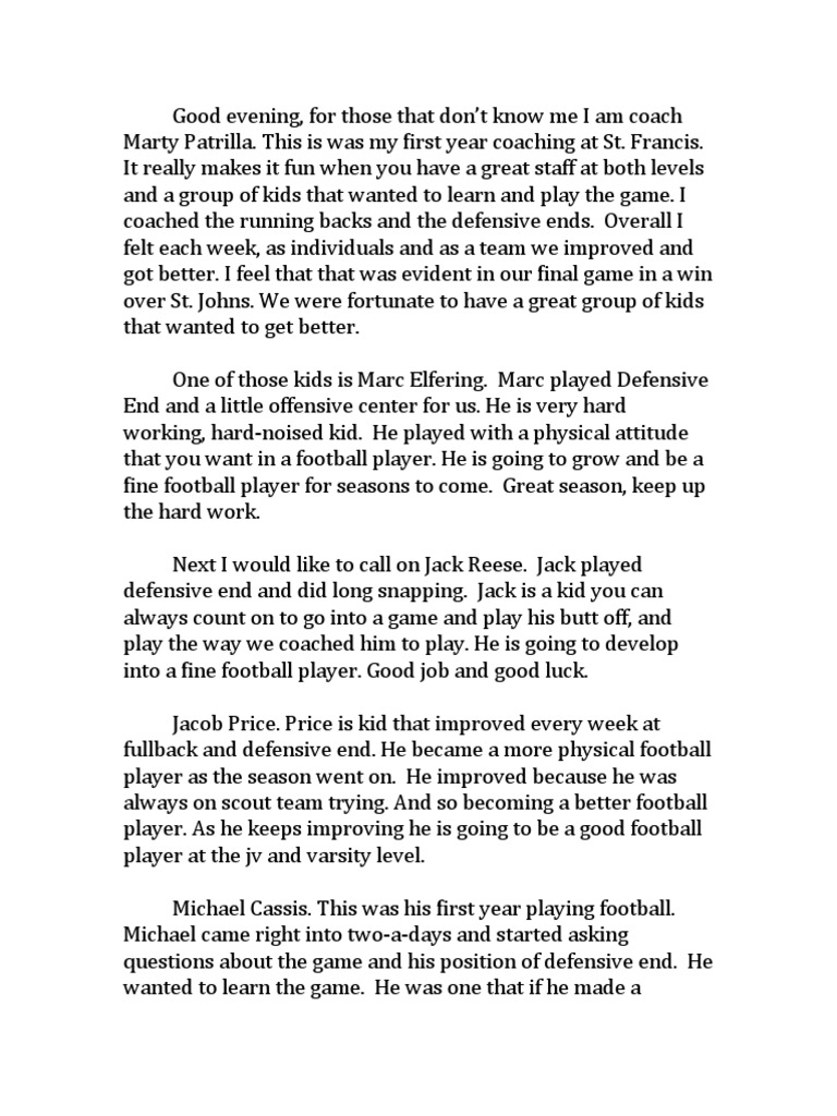 Football Speech | PDF | American Football | Ncaa Division I Fbs ...