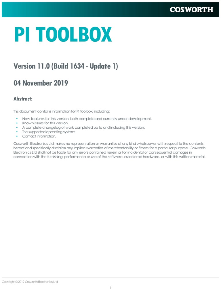 Pi Toolbox: Version 11.0 (Build 1634 - Update 1) 04 November 2019 | PDF ...