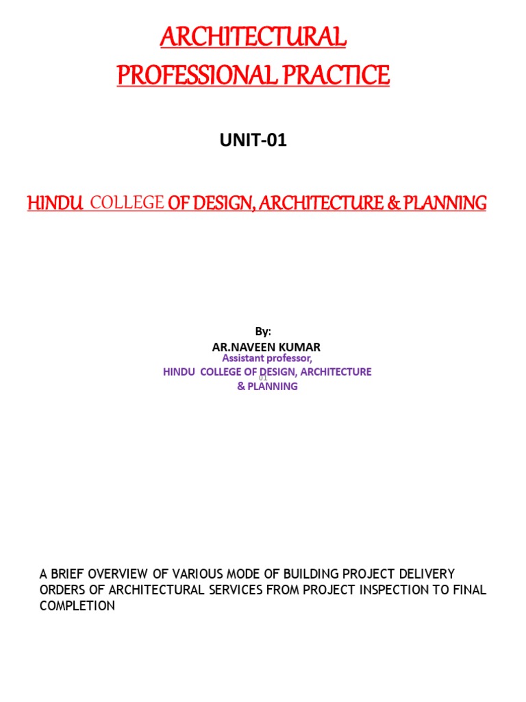 Architectural Professional Practice: Hindu College of Design ...