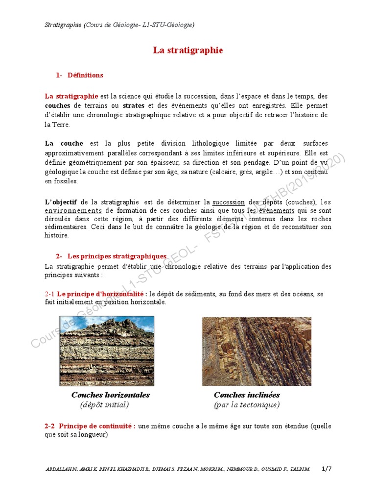 Cours 8 Stratigraphie | PDF | Échelle des temps géologiques | Fossile