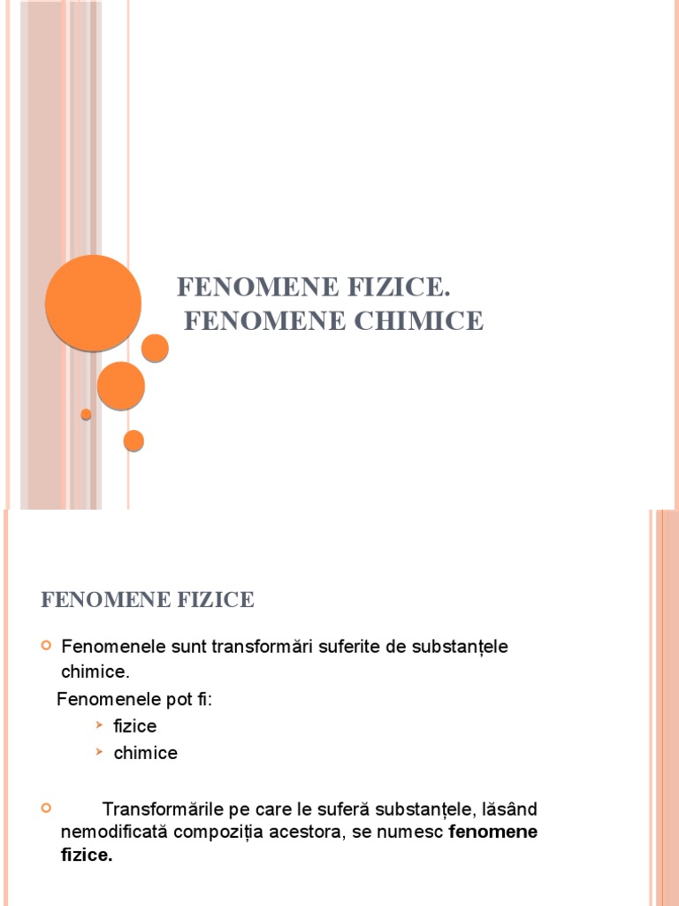 Fenomene Ficice. Fenomene Chimice | PDF