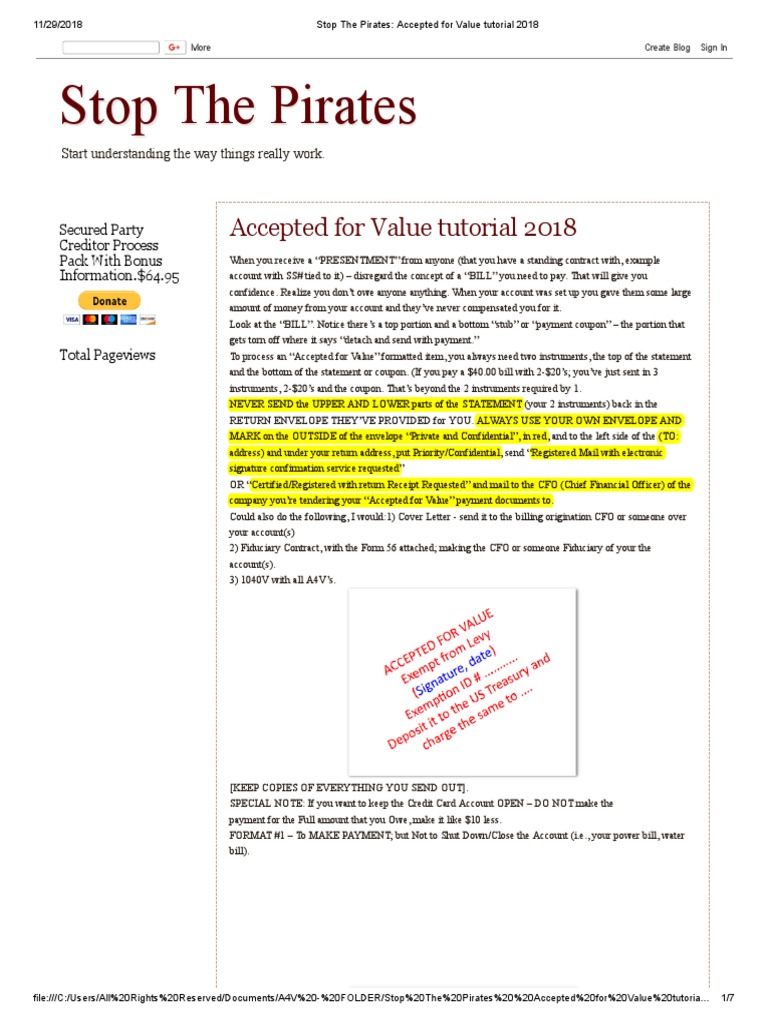 Accepted For Value Tutorial 2018 | PDF | Payments | Internal Revenue Service