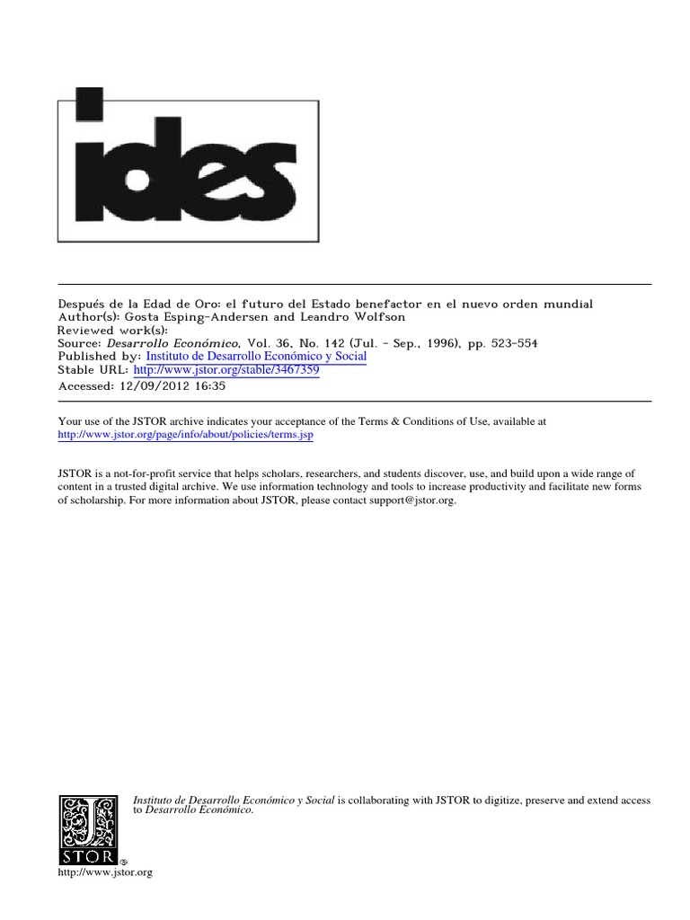 Esping-Andersen. Después de La Edad de Oro - Estado Benefactor | PDF ...