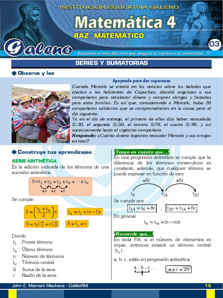 ColeGALENO 4to 05 Progresi N y Serie Aritmetica | PDF | Objetos matemáticos | Enseñanza de ...