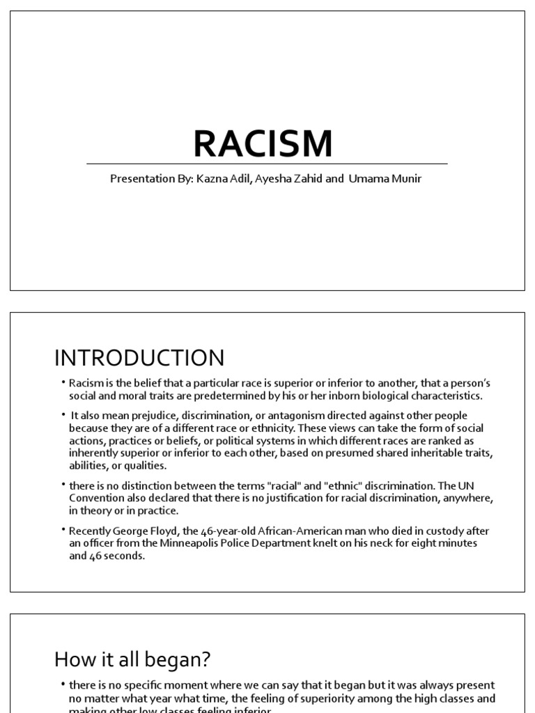 Introduction To Racism | PDF | Racism | Discrimination & Race Relations