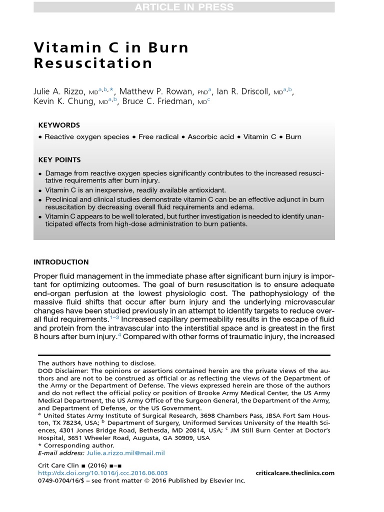 Vitamin C in Burn | PDF | Reactive Oxygen Species | Vitamin C