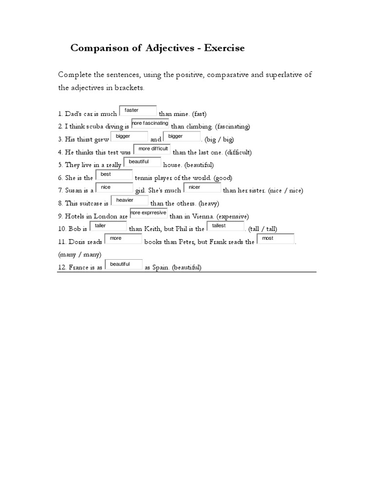 Comparing With Short and Long Adjectives | PDF