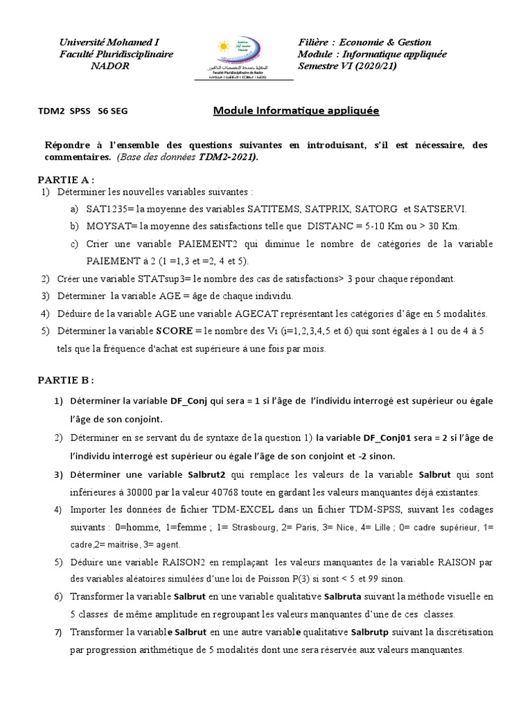 TDM2 - SPSS-2021 | Descargar gratis PDF | Enseignement des ...