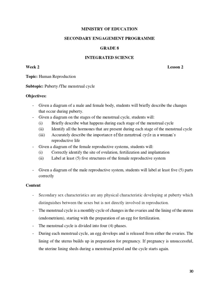 Grade 8 Integrated Science Week 2 Lesson 2 | PDF | Menstrual Cycle | Reproductive System