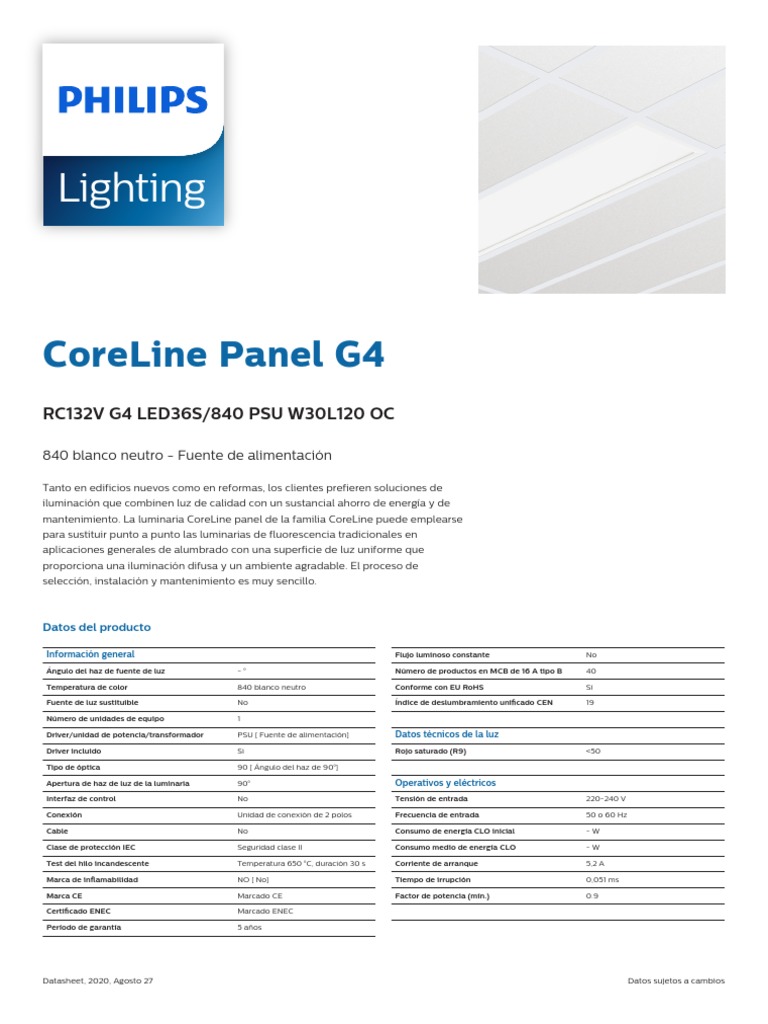 05.09.02 Coreline Panel g4 Rc132v Led36s 840 Psu w30l120 Oc | PDF ...