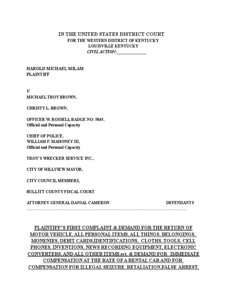 In The United States District Court: CIVIL ACTION | Download Free PDF ...