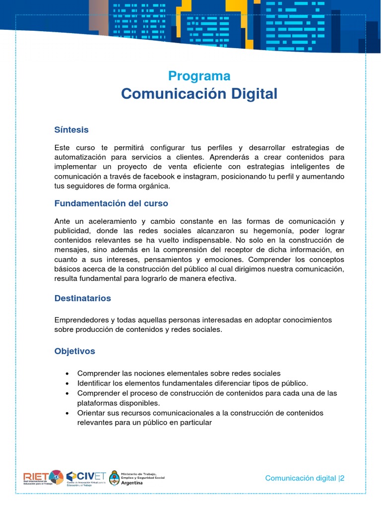 Programa Comunicación Digital | PDF | Marketing | Comunicación