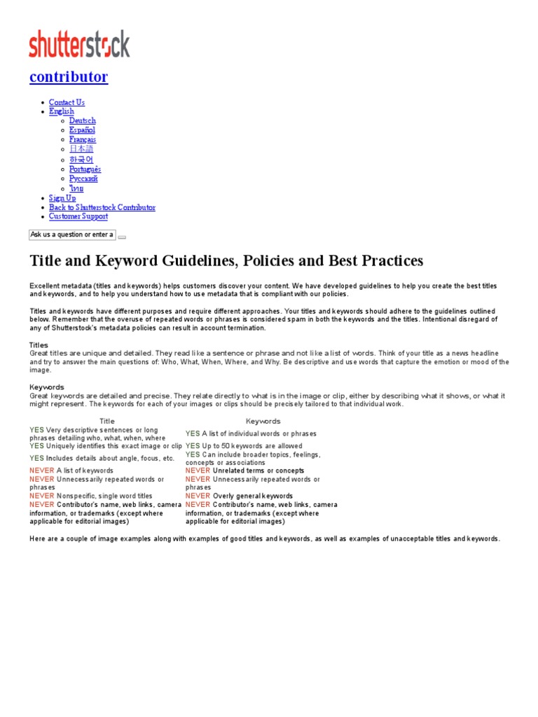 Title and Keyword Guidelines, Policies and Best Practices ...