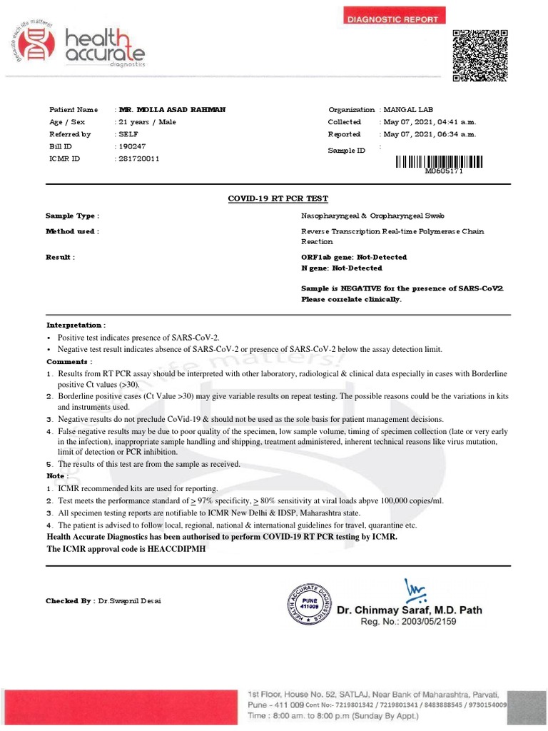 Covid-19 RT PCR Test Sample Type: Method Used | Descargar gratis PDF ...