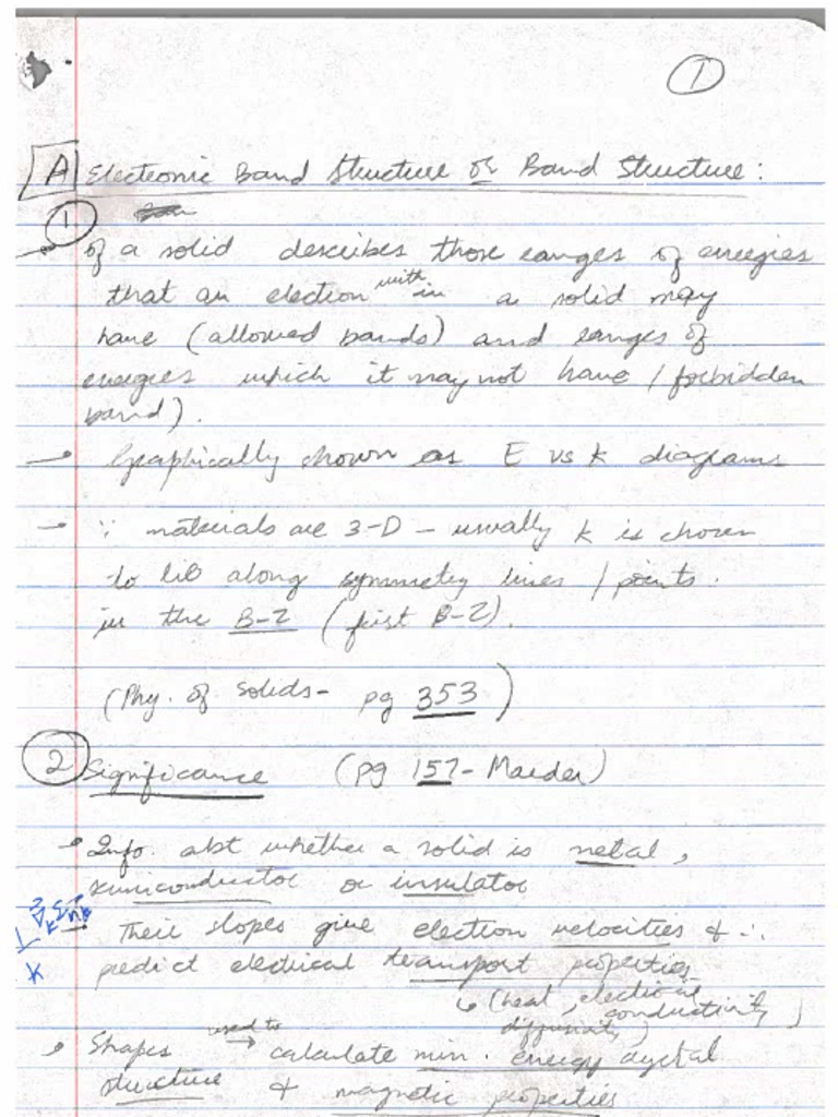 Electronic Band Structure Notes | PDF